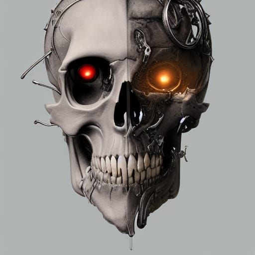 Bio-cyborg skull king 2 - AI Generated Artwork - NightCafe Creator