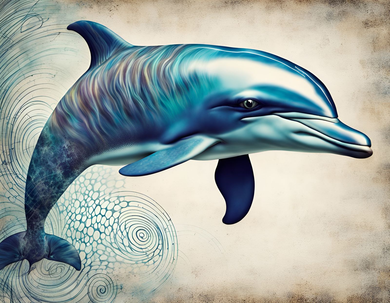 Textured Dolphin Portrait - AI Generated Artwork - NightCafe Creator