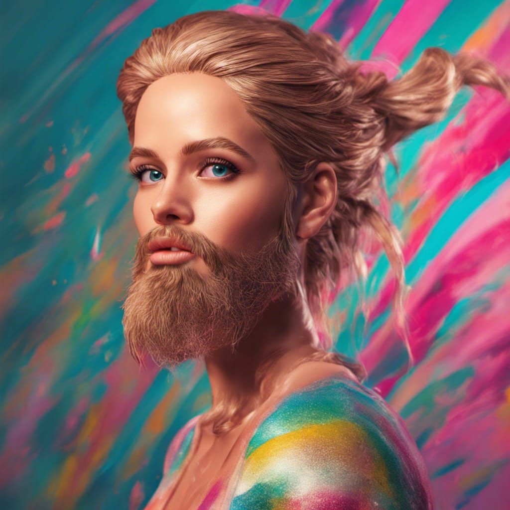 Barbie with beard - AI Generated Artwork - NightCafe Creator