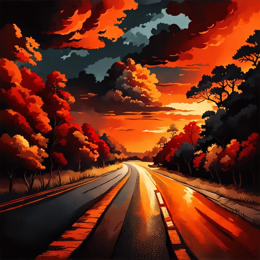 A long open road like in Stranger Things - AI Generated Artwork ...
