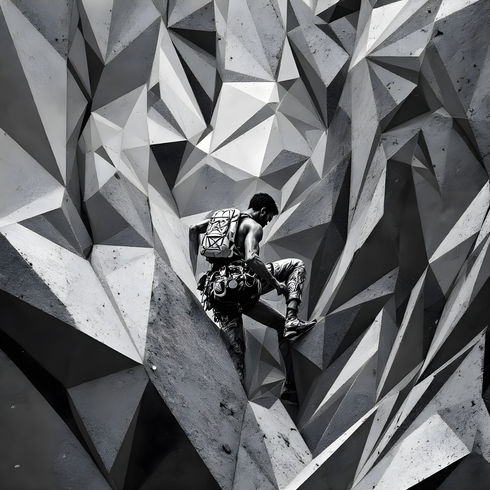 Rock Climber in Cubist Style - AI Art