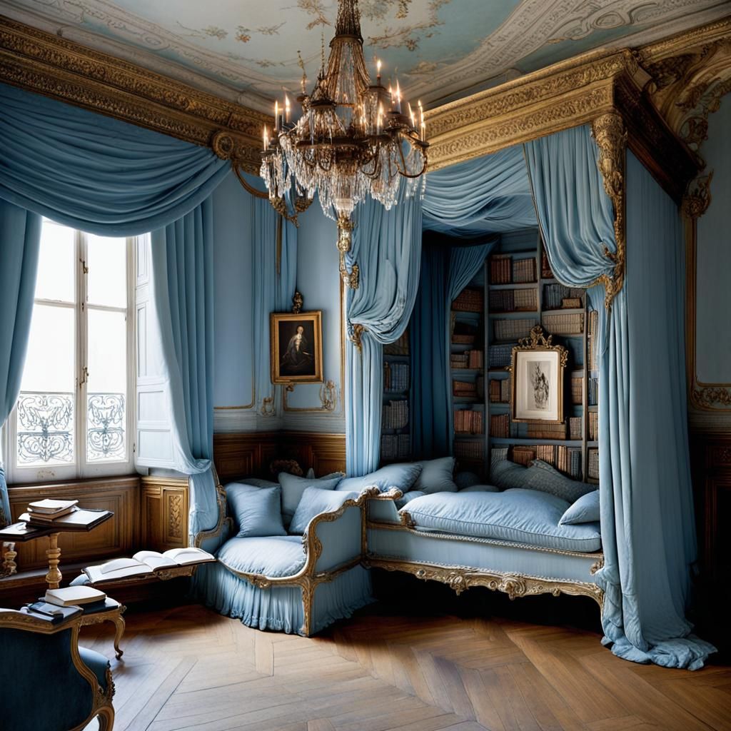 17th recessed alcove bed in a Paris Apartment from the 1600s - AI ...