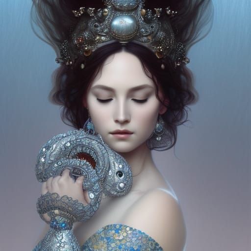 a graceful Goddess, intricate, silver, highly detailed, digital ...