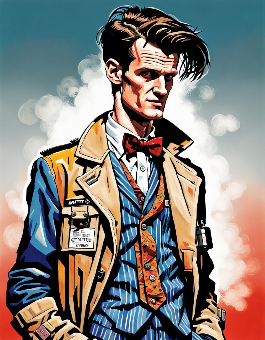 Editorial portrait of Matt Smith as Doctor Who by Jamie Hewlett in the ...