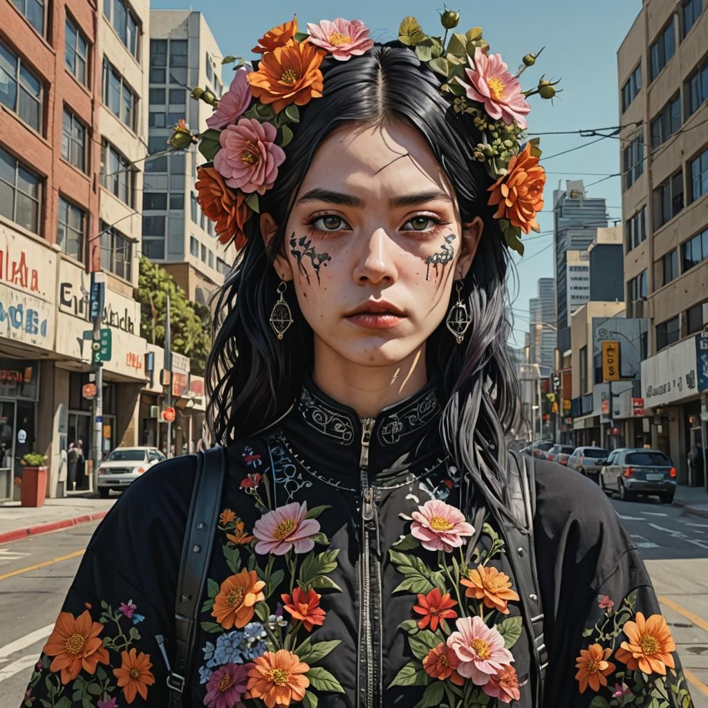 Goth - Digital Goth Supermodel in Serene Downtown LA