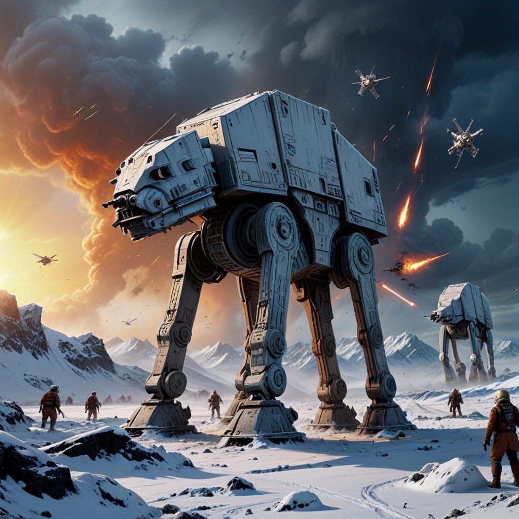A battle on Hoth with at-ats and St-sts
