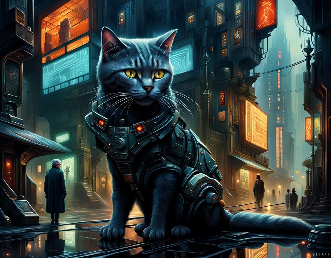 Blade Runner blues, sad cyborg replicant cat - AI Generated Artwork ...