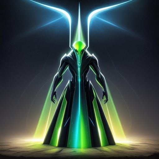 Vibrant Light Spectrum Emanating from Ancient Alie... - AI Art