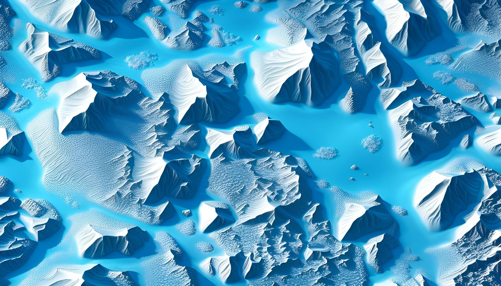ice world surface, top down satellite view, 3D shading, 8k resolution ...