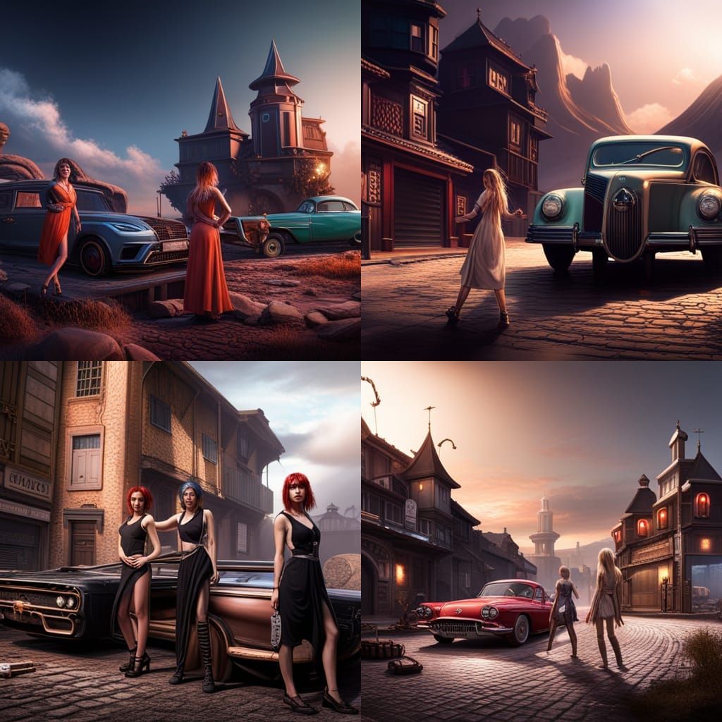 Girls and cars - AI Generated Artwork - NightCafe Creator