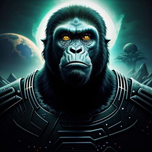 Hybrid of an α ape and an alien - Cyberpunk Ape Alien: Majes...