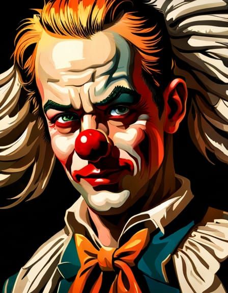 handsome Clown with kind eyes - AI Generated Artwork - NightCafe Creator