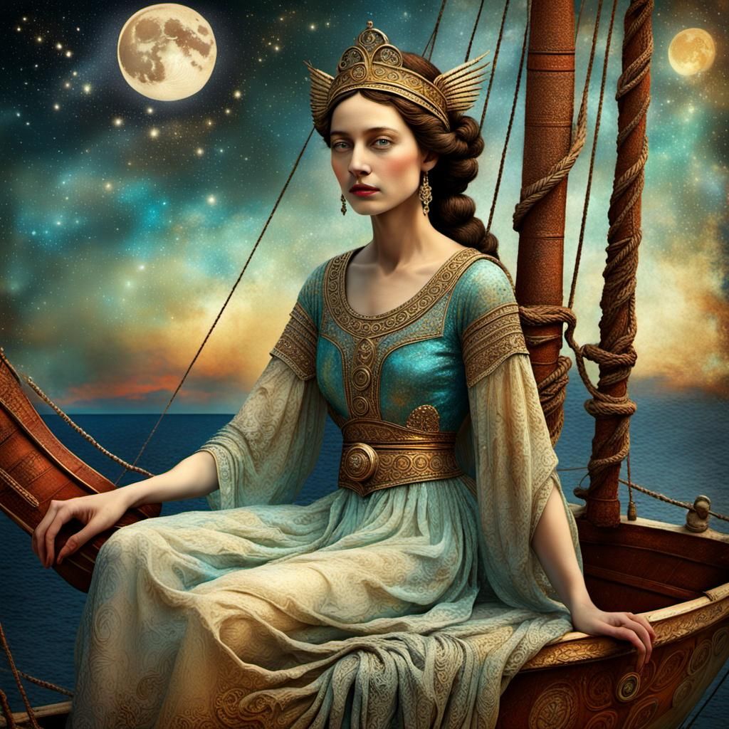 Sea Queen in starry moonlight - AI Generated Artwork - NightCafe Creator