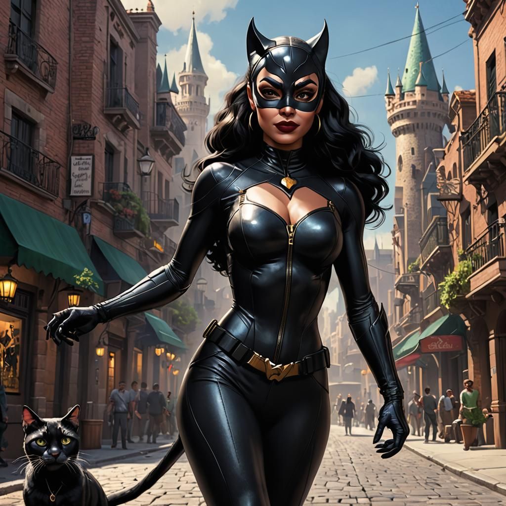 esmeralda as catwoman. - AI Generated Artwork - NightCafe Creator