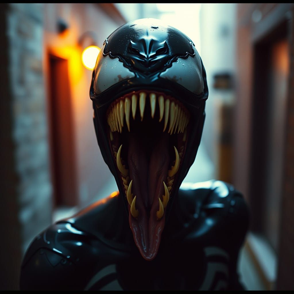 Surreal Cinematic Portrait of a Hungry Venom Symbi... - AI Art