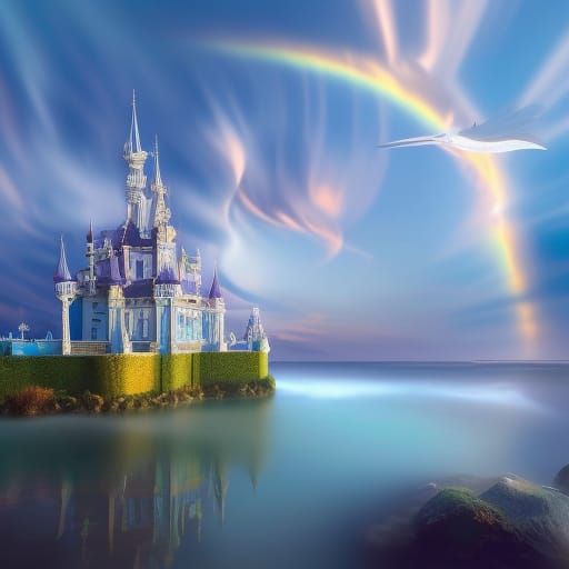 Castle Over Glassy Water - AI Generated Artwork - NightCafe Creator