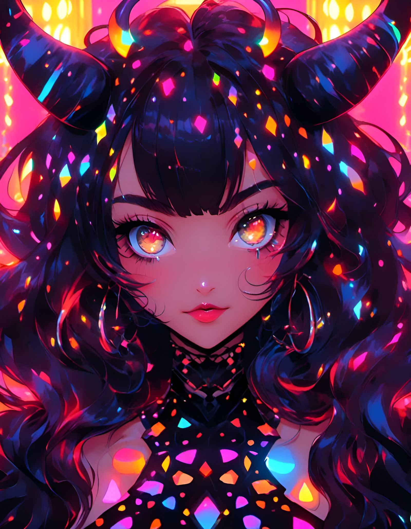 Colorful Demon girl - AI Generated Artwork - NightCafe Creator