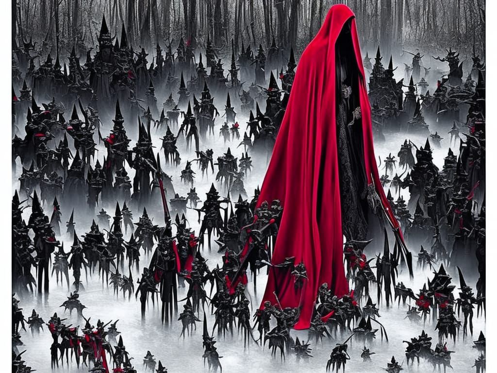 A coven of Red Wizards meet with a Swamp Warlock surrounded by inky ...