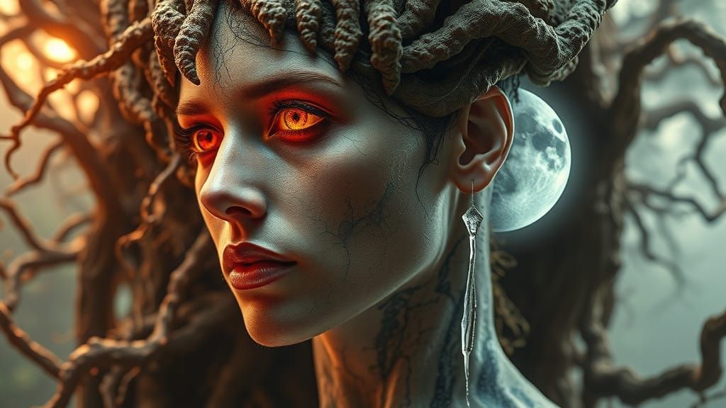 Transhumanist Goddess Emerges from Ancient Myceliu... - AI Art