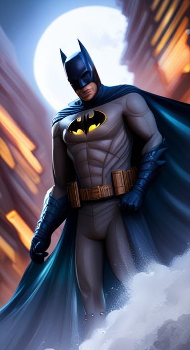 A medium shot of Batman, Style: Hyper-realistic pop, comiccore ...