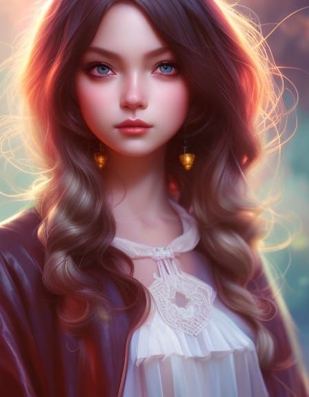 Cute and adorable cartoon girl, fantasy, dreamy, surrealism, sunlight ...