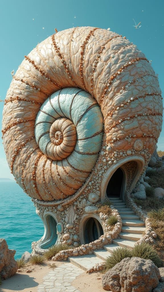 Sea Shell House 😍 - Whimsical Snail Shell Mansion in Tropic...