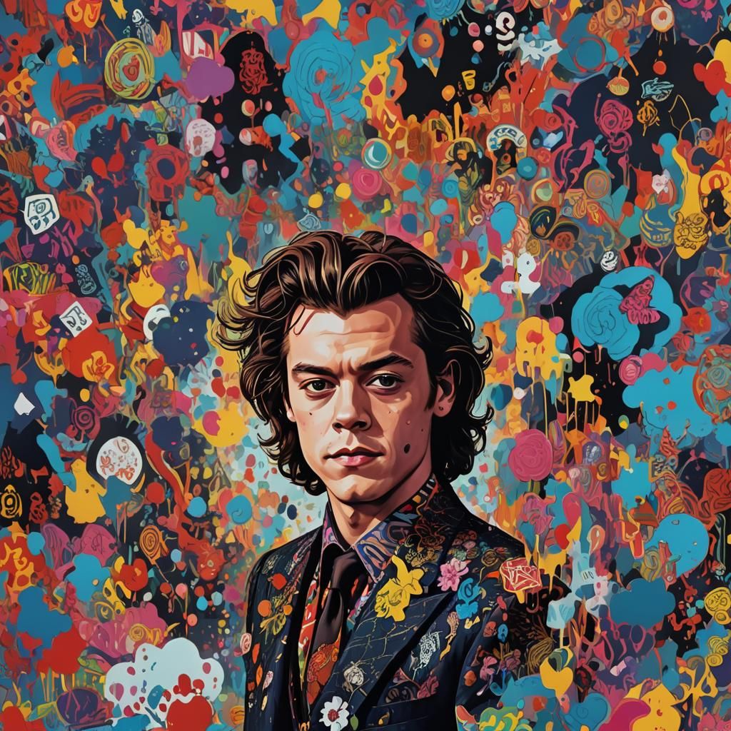 harry styles; pop art - AI Generated Artwork - NightCafe Creator
