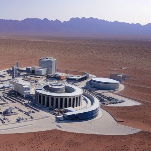 A scientific research base with many modern high-rise buildings built ...