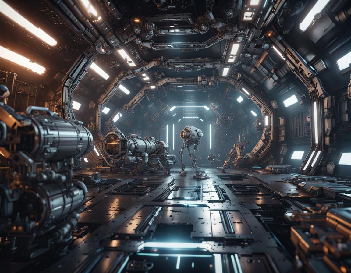 space factory in deep space on Lone Star with a river of stars running ...