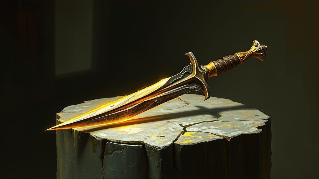 Ancient Dagger Glows with Ethereal Energy - AI Art