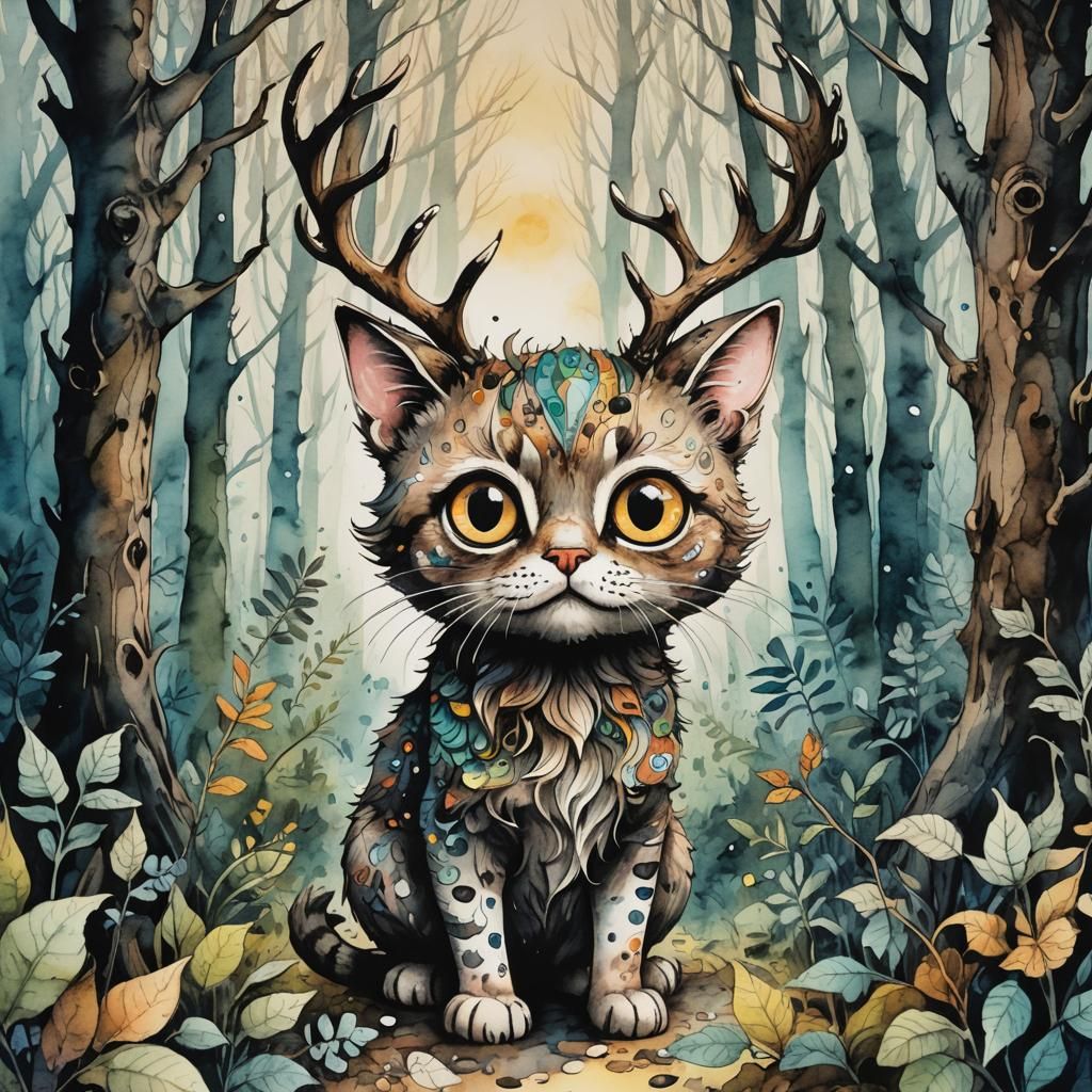 Deer cat - AI Generated Artwork - NightCafe Creator