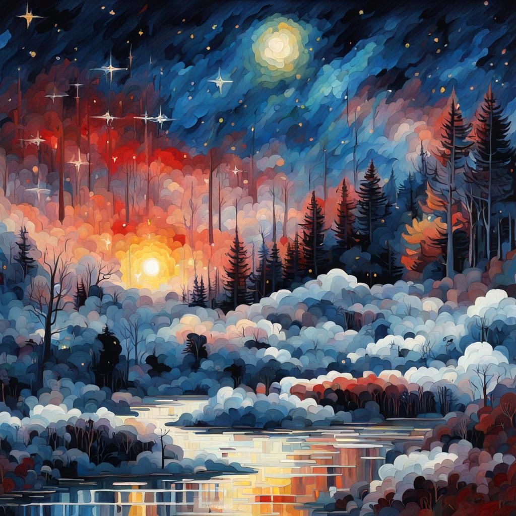 Foggy Sight of a Starry Night - AI Generated Artwork - NightCafe Creator