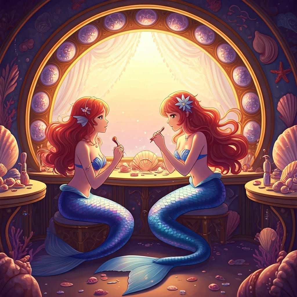 Mermaids getting ready - Surreal Mermaids Apply Makeup in La...