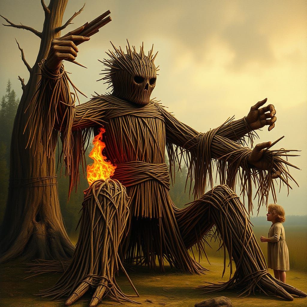 Ancient Druids Wicker Man Human Sacrifice - AI Art