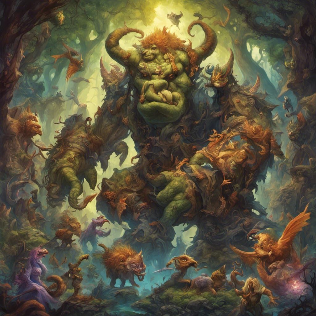 golem and fantastic animals - AI Generated Artwork - NightCafe Creator