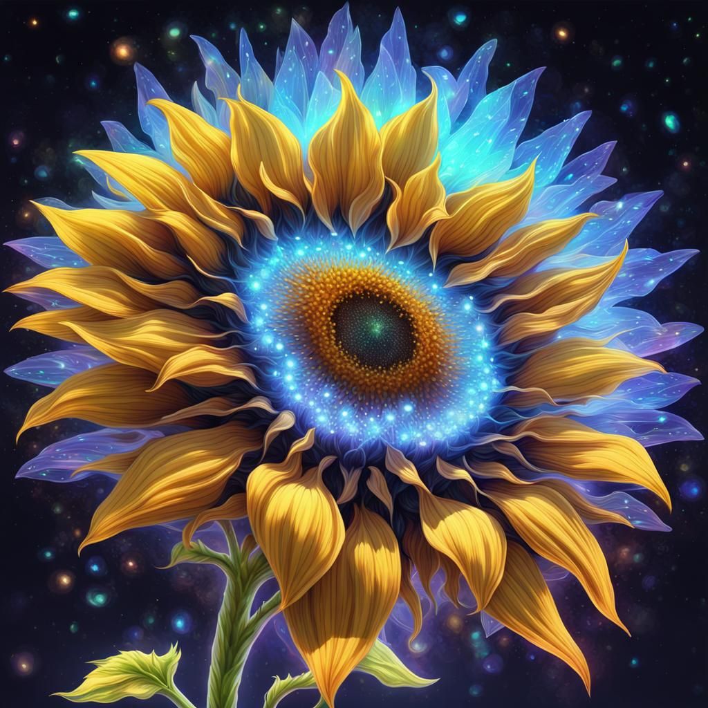 Cosmic Sunflower - AI Generated Artwork - NightCafe Creator
