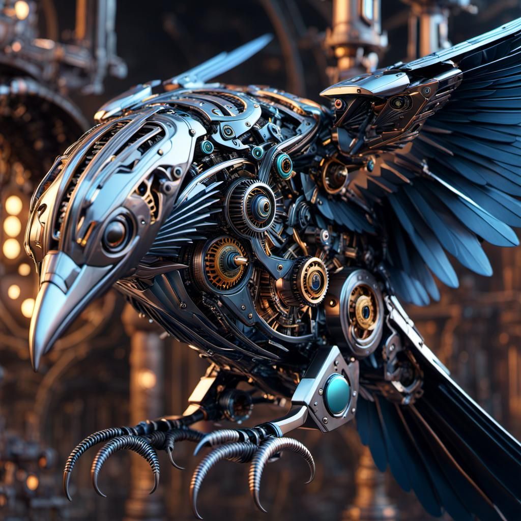 Mechanical Raven Landing on Perch - AI Generated Artwork - NightCafe ...