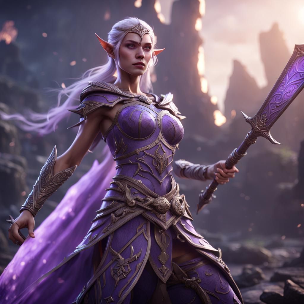 Astral Elf with great sword - AI Generated Artwork - NightCafe Creator