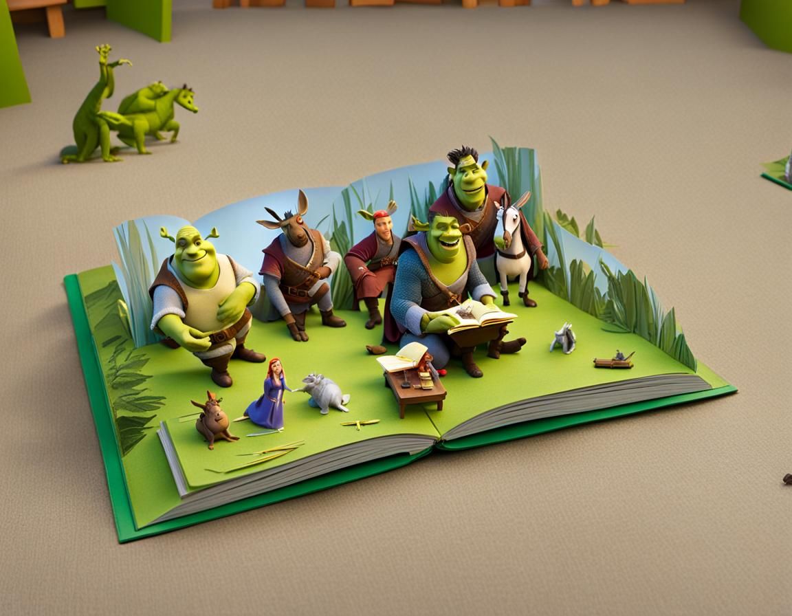 Shrek pop-up book on floor of kindergarten - AI Generated Artwork ...