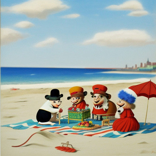 Soviet Mouse Celebrates Hanukkah on Sunny Beach in... - AI Art