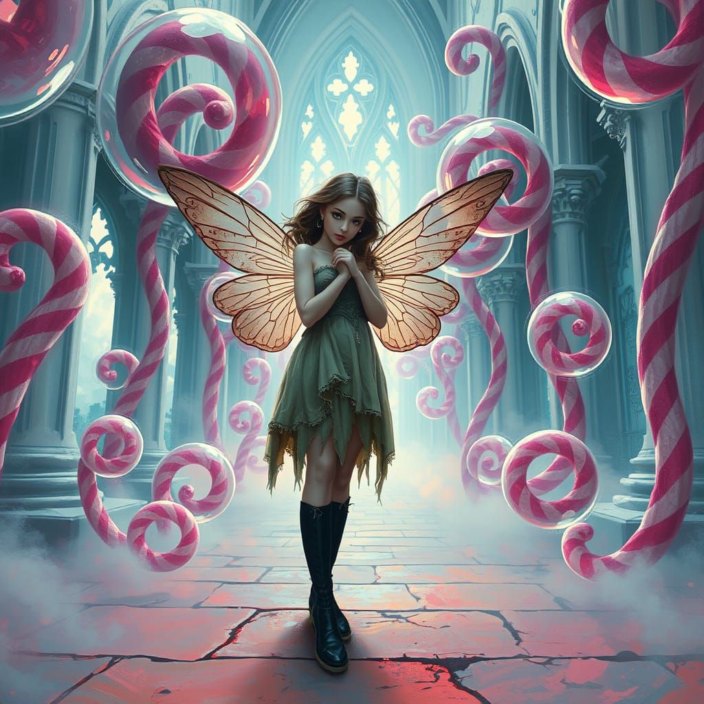 Ethereal Fairy in Gothic Candy Wonderland - AI Art