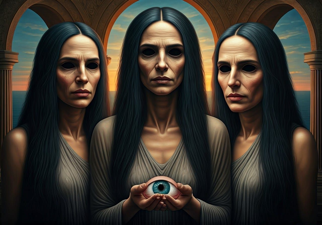 The three graeae - Graeae Sisters in Antic Marble Portico