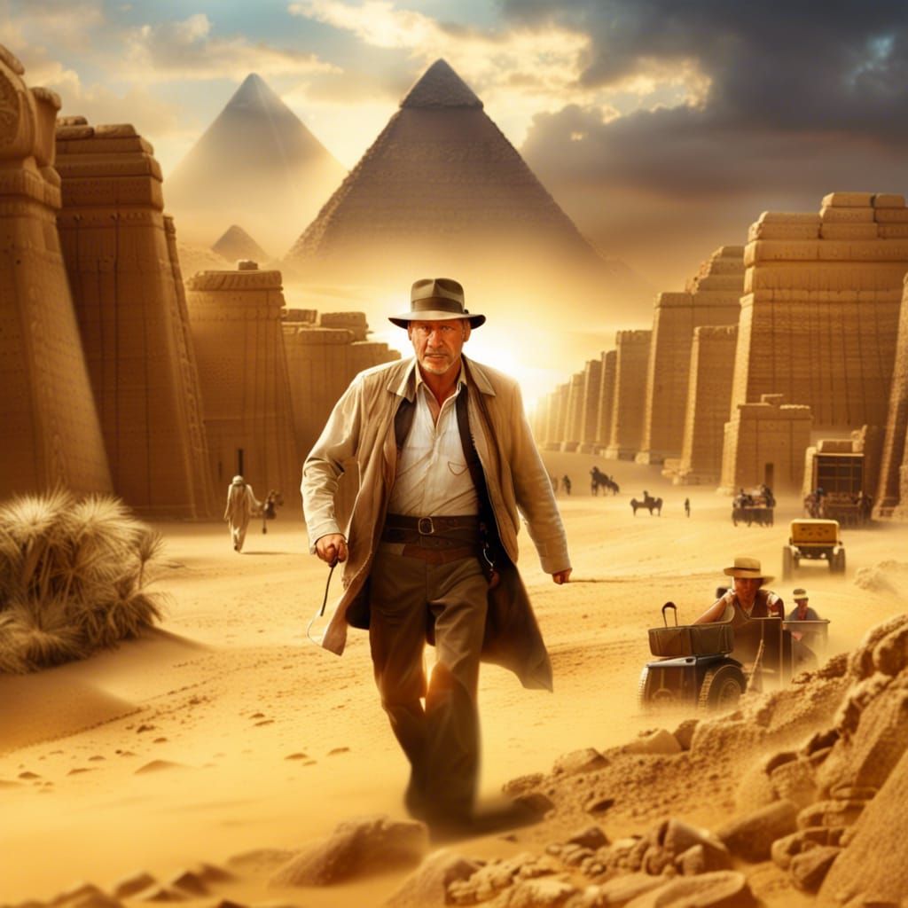 "Indiana Jones at the Pyramids" - AI Generated Artwork - NightCafe Creator