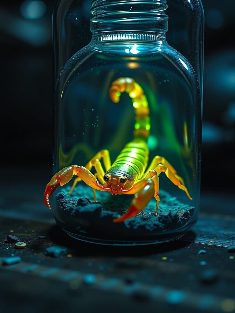 Bioluminescent Scorpion in a Perfectly Composed Bo... - AI Art