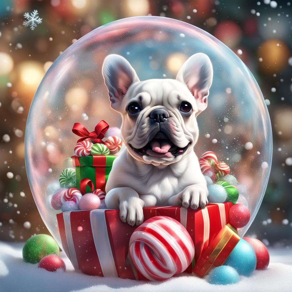 Frenchie christmas - AI Generated Artwork - NightCafe Creator