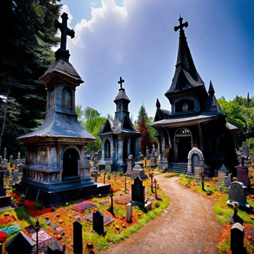 Psychedelic Cemetery - AI Generated Artwork - NightCafe Creator