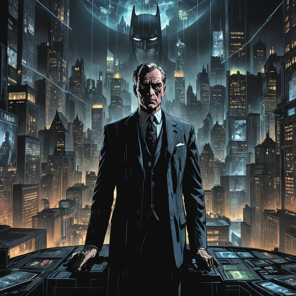 Alfred and the Watch Tower - Gothic Batman Lair at Night in ...