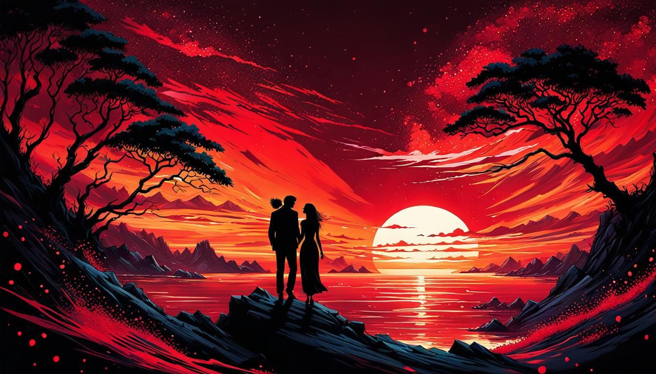 Red sunset - AI Generated Artwork - NightCafe Creator