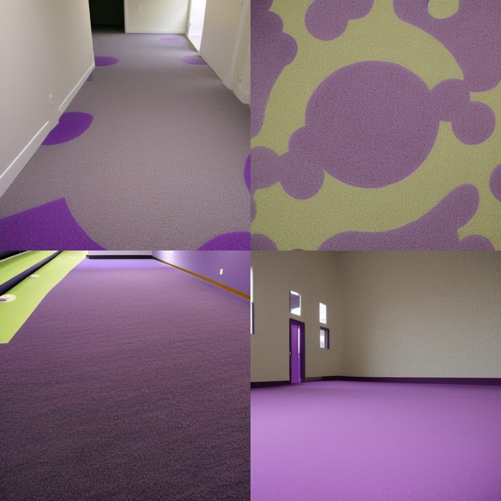 liminal space floor is moldy carpet The walls are purple with olive ...