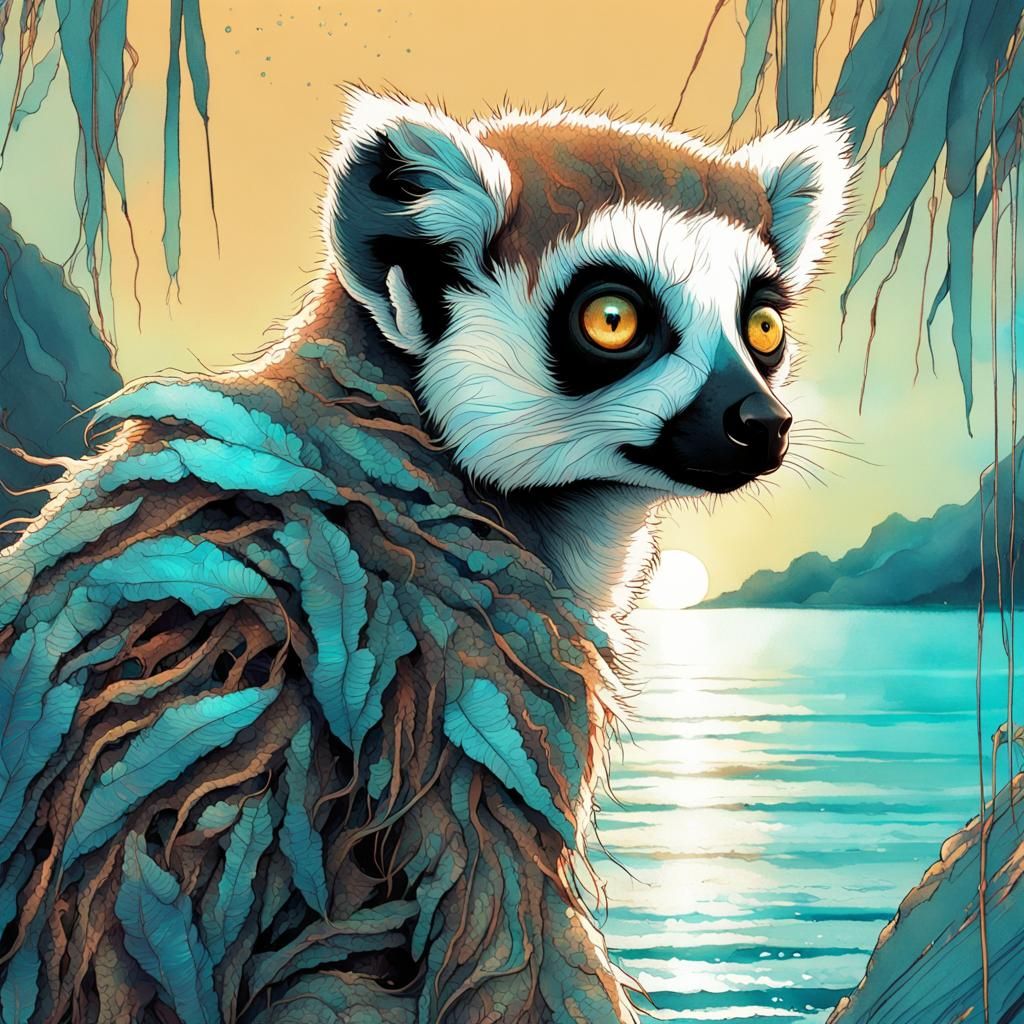 lemur facing the sun - AI Generated Artwork - NightCafe Creator